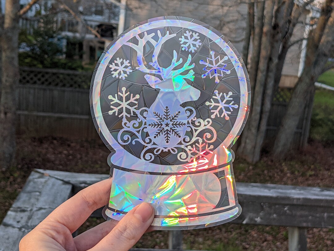 Reindeer Snow Globe Suncatcher - Casts Rainbows - Snowflake Window ...