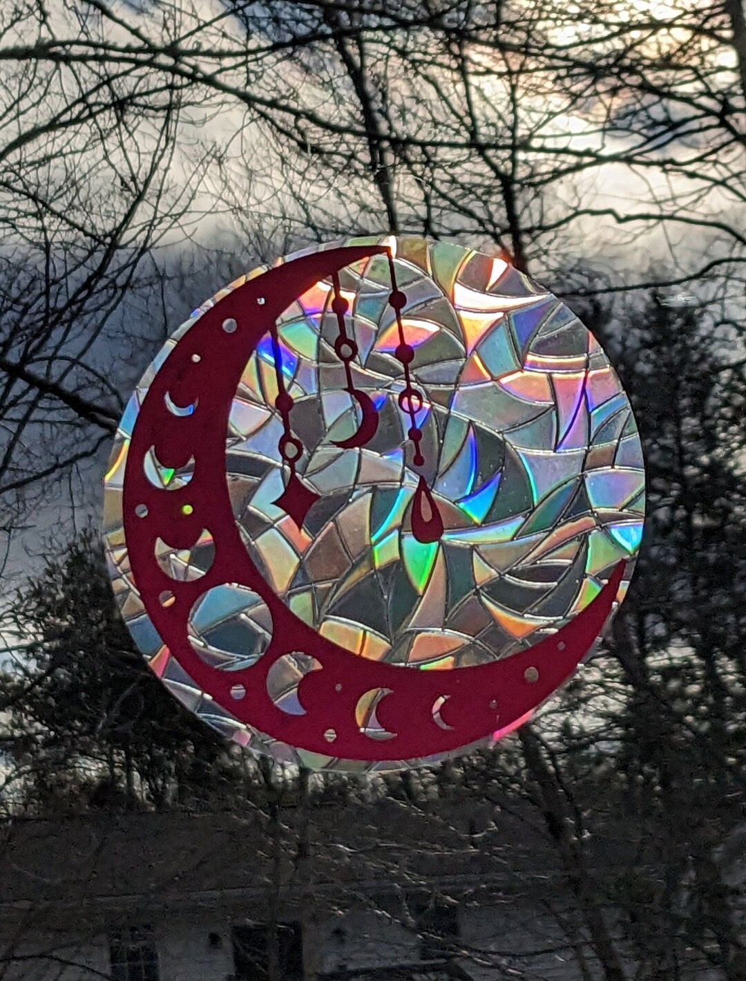 Moon Phase Mandala Suncatcher Decal - Window Cling Rainbow Maker ...
