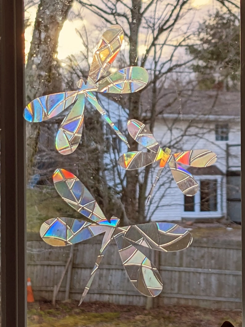 Dragonfly Suncatcher Decals - Reusable Rainbow Maker Stickers - Static ...