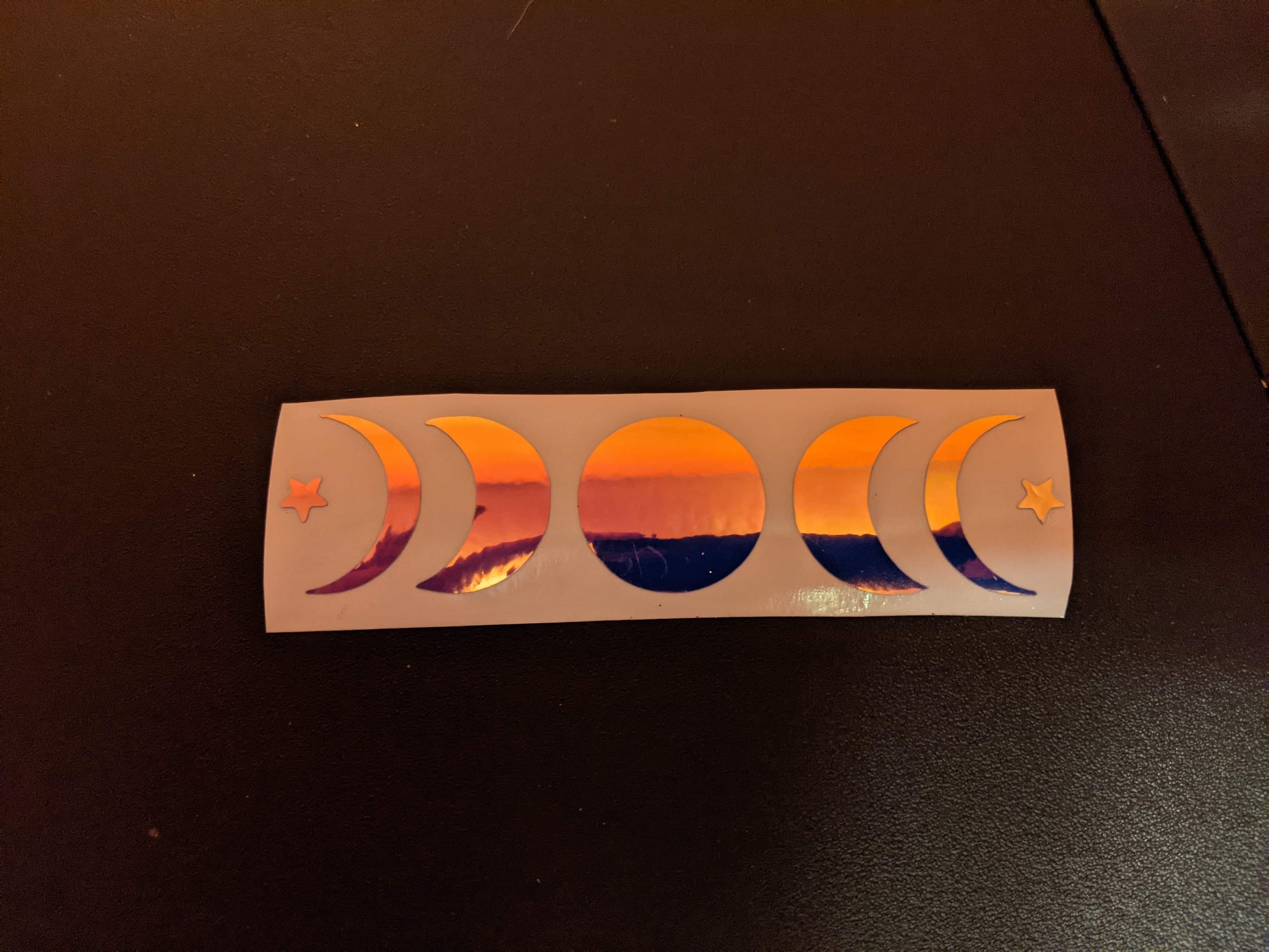Moon Phase Decal Holographic Vinyl Witchy Sticker - Etsy