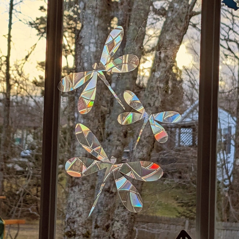 Dragonfly Suncatcher Decals - Reusable Rainbow Maker Stickers - Static ...