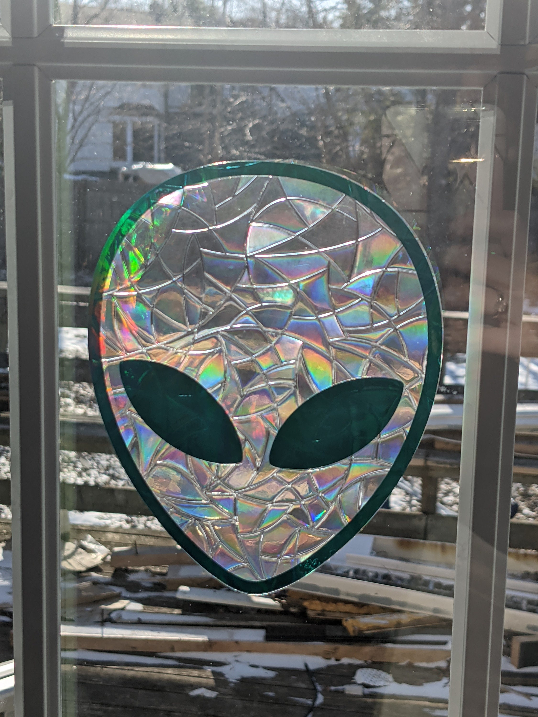 Prismatic Alien Window Cling Decal Casts Rainbows Static | Etsy Canada