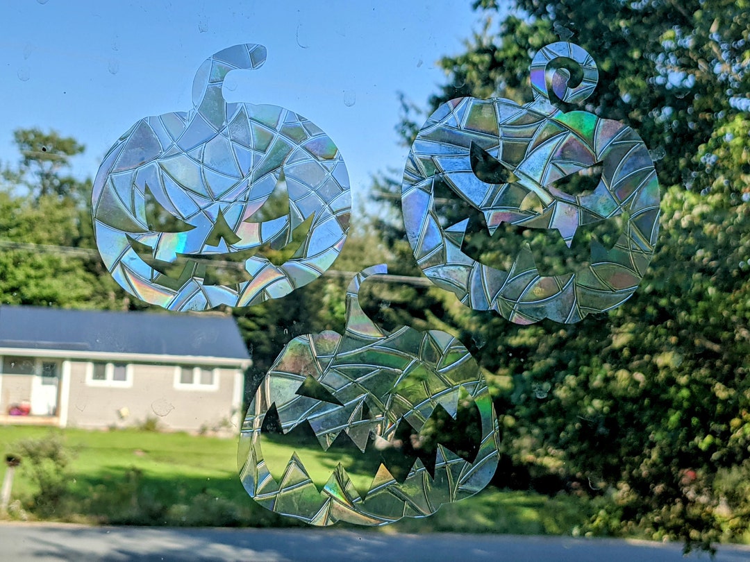 Jack O'lantern Suncatchers - Reusable Pumpkin Window Decals - Spooky ...