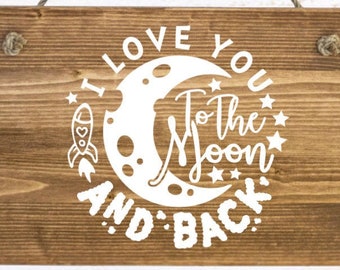 Machine Embroidery I Love You to the Moon and Back | Etsy