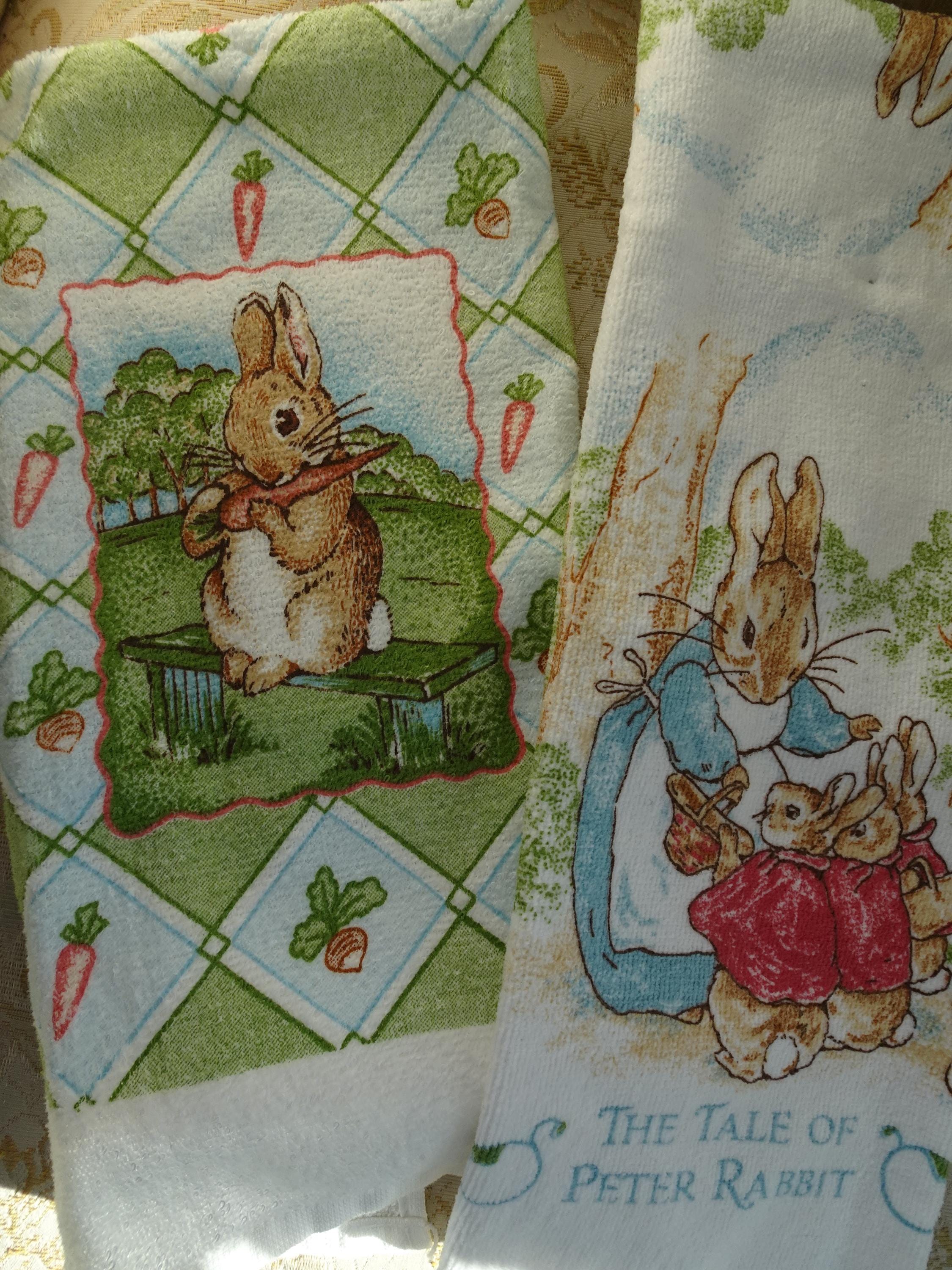 Baby Cecil Saydah VINTAGE TWINS Long Towel BIB ! Peter Rabbit -beatrix ...