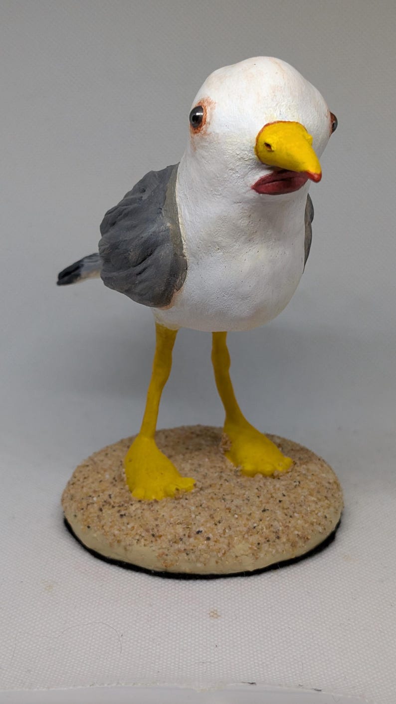 Seamus- Paper Clay Surrealist Seagull Sculpture - Etsy UK