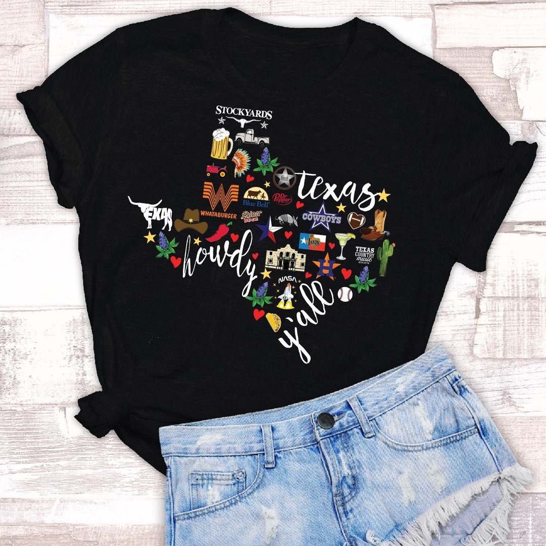 Texas Things T-shirt - Cowboys, Astros, Stockyards, Longhorn, Dallas Y ...