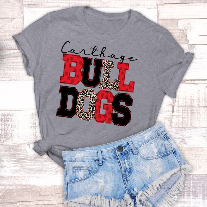 Carthage Bulldogs Leopard Unique T-shirt // Unisex Soft Style on Black ...