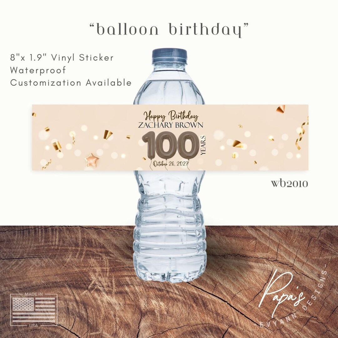 Personalized Balloon Birthday Water Bottle Labels: Custom Party Favors ...