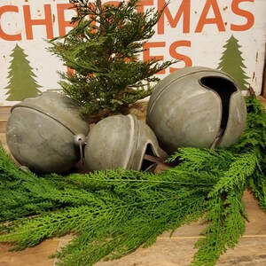 Jumbo Weathered Tin Jingle Bell Medium Size Christmas Decorating Metal ...