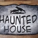 Fall Viral Metal "haunted House" Sign Black White Rustic Embossed Sign ...
