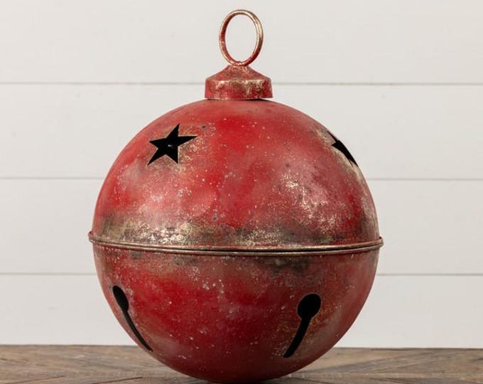 Jumbo Extra Large Red/gold Metal Tin Large 20" Jingle Bell Christmas ...