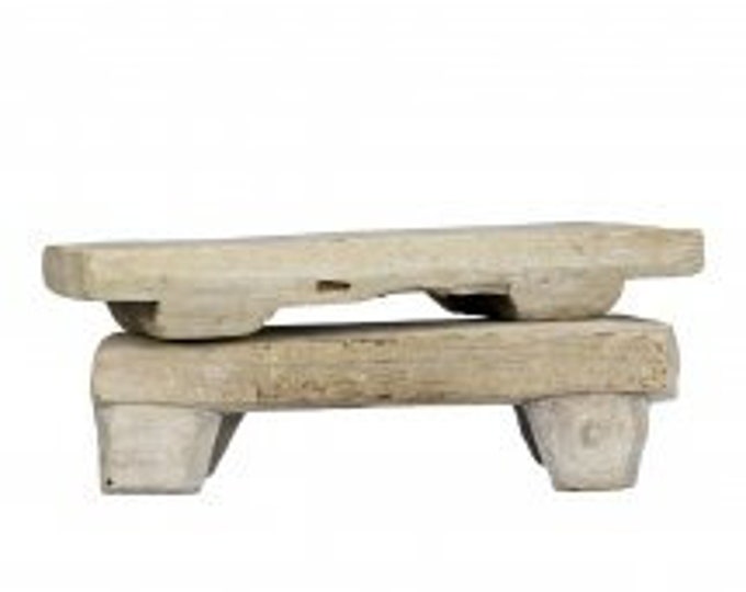 Antique Primitive Bajot Wooden Rectangle Shape Bleached Pedestal ...