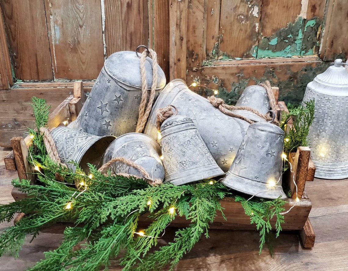 Filigree Metal Cylinder Bell Medium Size Christmas Decorating - Etsy