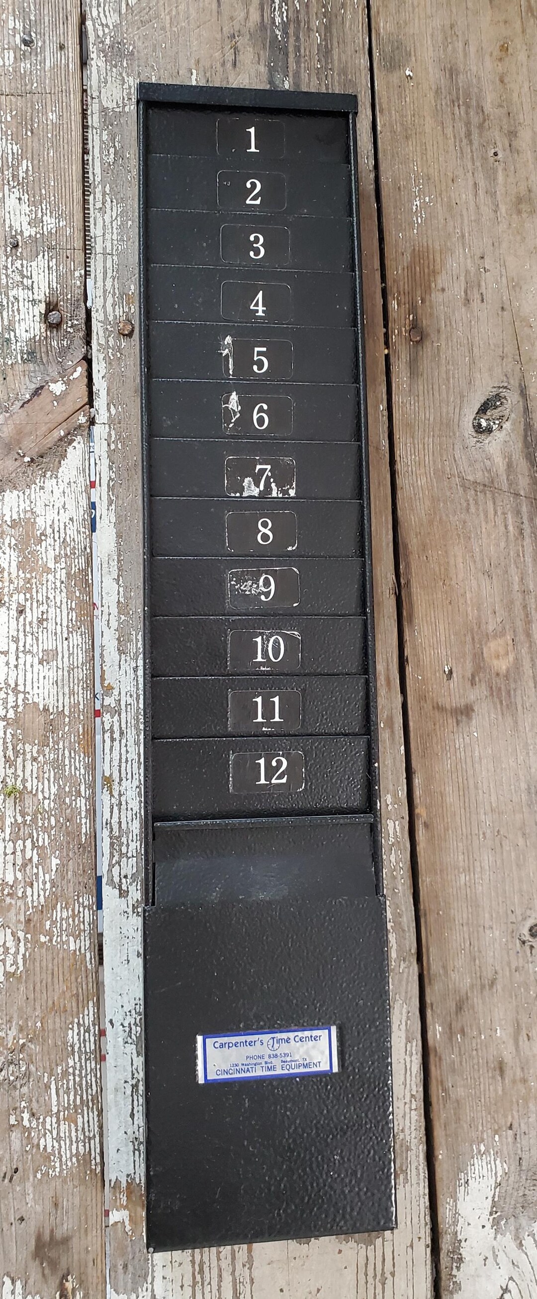 Vintage Time Clock Card Holder Black Metal Card Slot Work Job Timeclock ...