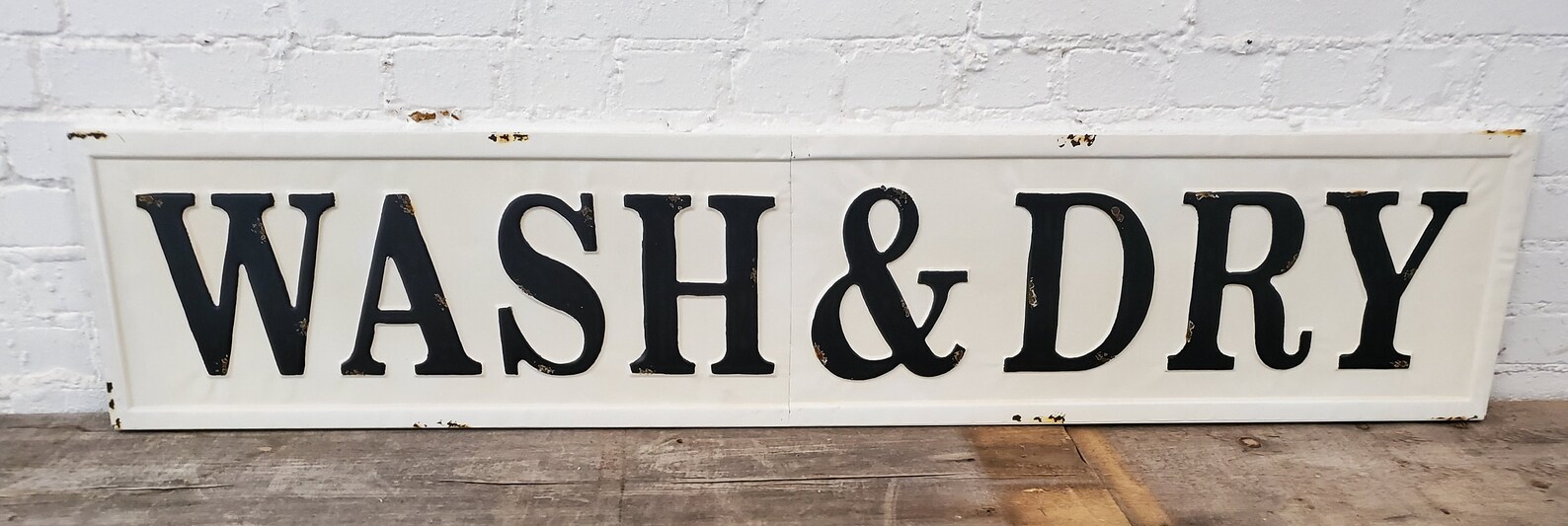 Farmhouse Embossed Metal wash & Dry Sign Black and | Etsy