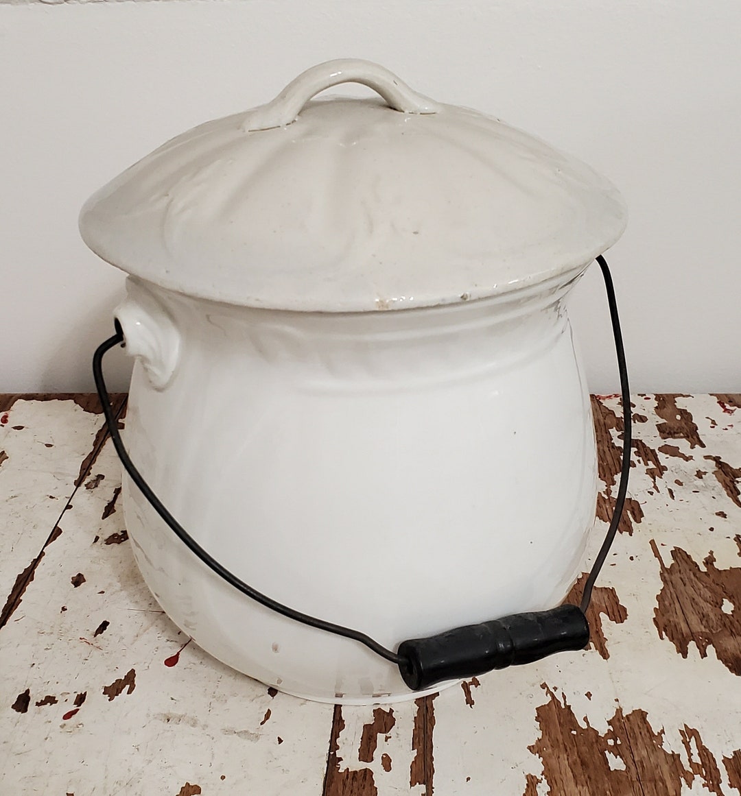 Antique Ironstone Slop Bucket With Lid/handle Large Container English ...