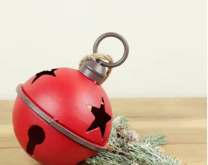 Jumbo Red Metal Tin Large 10 Jingle Bell Christmas Decorating Metal ...