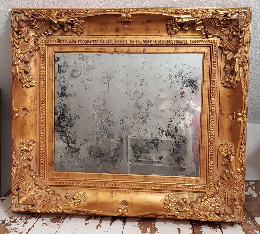 Antique Gold Gilded Massive Picture Frame With Aged Mirror Extra Large ...