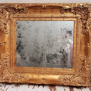 Antique Gold Gilded Massive Picture Frame With Aged Mirror Extra Large ...