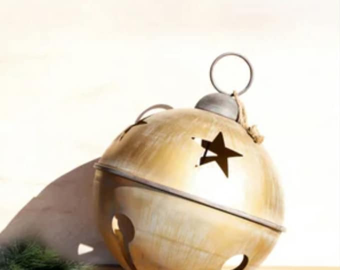 Jumbo Extra Large Brushed Gold Metal Large 20" Jingle Bell Christmas ...