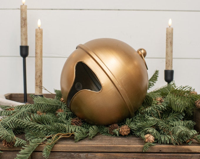 Jumbo Gold Metal Large Tin Jingle Bell Large 9" Size W/imperfections ...