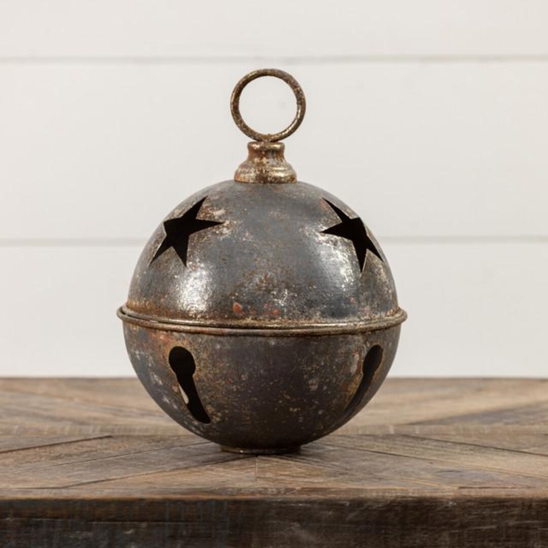 Jumbo Extra Large Gray/gold Metal Tin Large 11.25" Jingle Bell ...