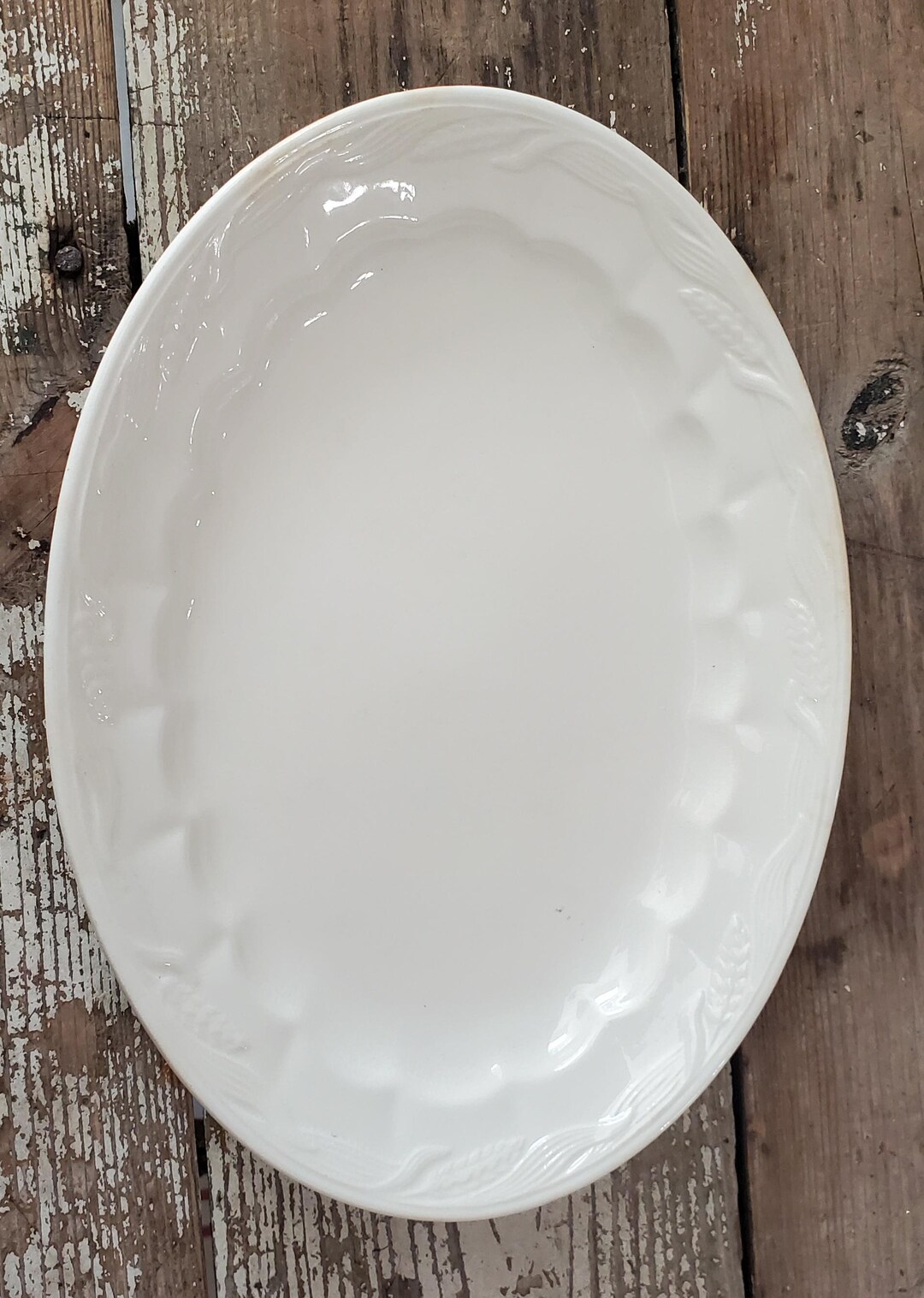 Antique Ironstone White/ivory Platter English Wheat Stoneware Large ...