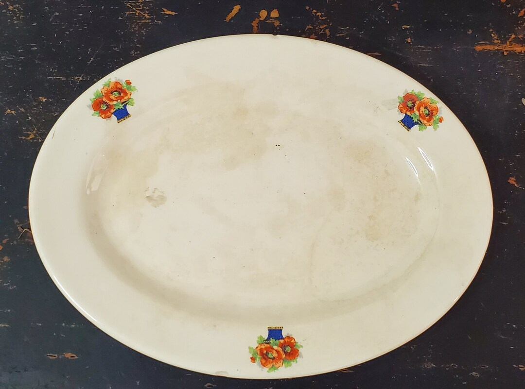 Antique Ironstone White/ivory Platter English Stoneware Large Serving ...