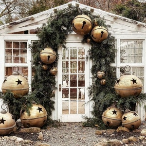 Jumbo Extra Large Gold Metal SET OF 3 Large Jingle Bell Christmas ...