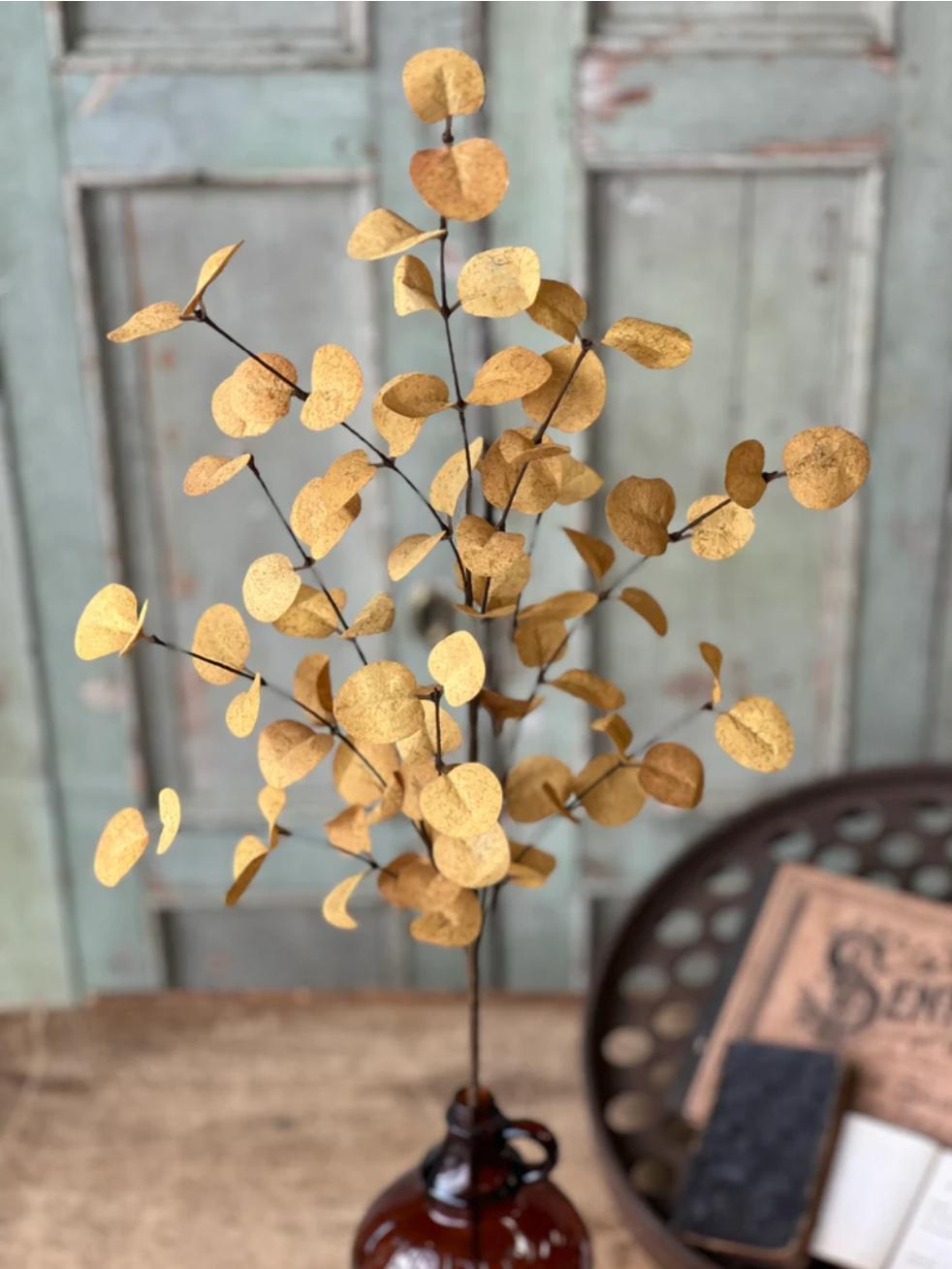 Fall Yellow Mustard Eucalyptus Penny Leaf Stem Spray 34" Bundle of 3 ...