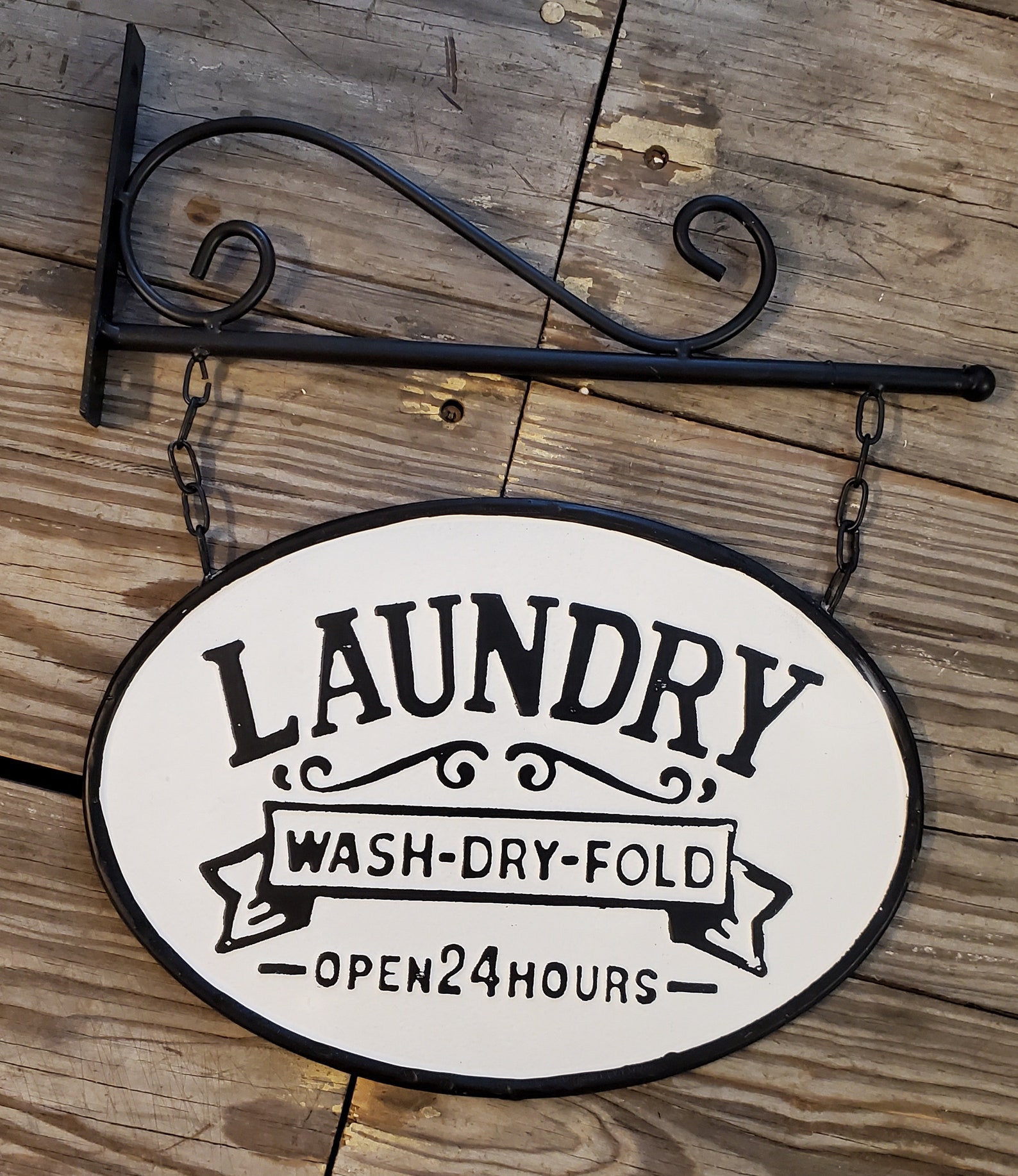 Metal Laundry Hanging Sign Wash Dry Fold Wall Decor Farmhouse Style - Etsy