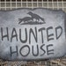 Fall Viral Metal "haunted House" Sign Black White Rustic Embossed Sign ...