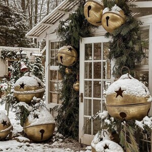 Jumbo Extra Large Gold Metal SET OF 3 Large Jingle Bell Christmas ...