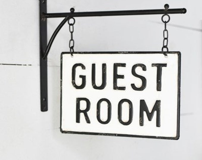 Metal Guest Room Sign With Hanging Display Bar Farmhouse Black - Etsy