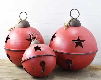 Jumbo Extra Large Gold Metal SET OF 3 Large Jingle Bell Christmas ...