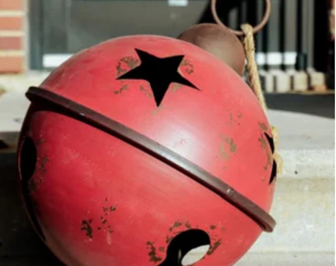 Jumbo Extra Large Red Metal Tin Large 20" Jingle Bell Christmas ...