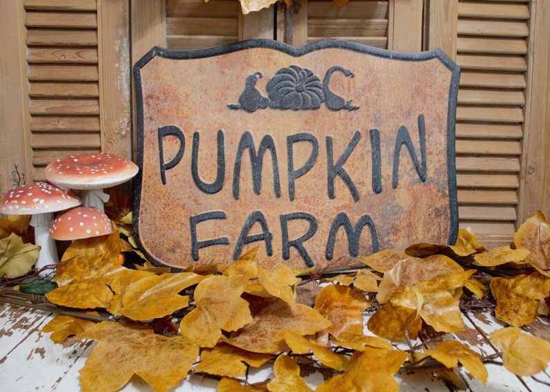 Fall Metal "pumpkin Farm" Viral Sign Orange Rustic Embossed Sign Wall ...