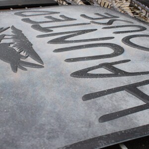 Fall Viral Metal "haunted House" Sign Black White Rustic Embossed Sign ...