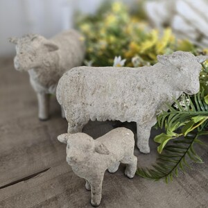 Farmhouse Style Sheep Family Set of 3 Figures Decor Bookcase Cabinet ...