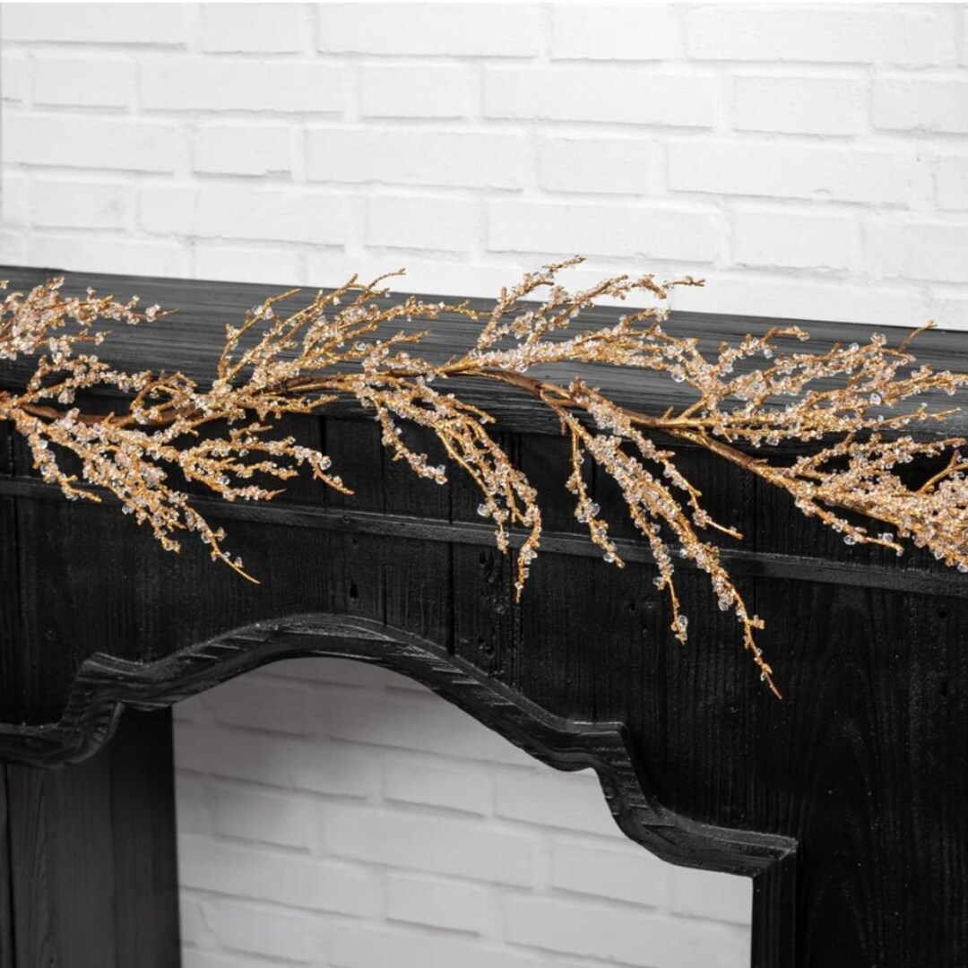 Christmas Iced Gold Twig Garland Tree Decor Mantle New Years Wedding ...