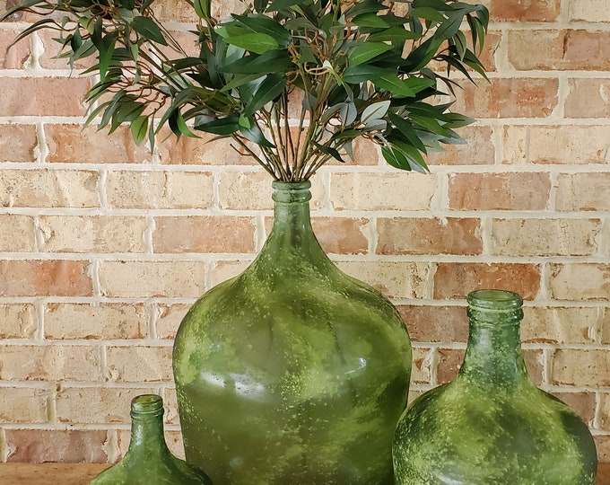 Large European Cellar Bottle Antique Green Jar Bottle Farmhouse Style ...