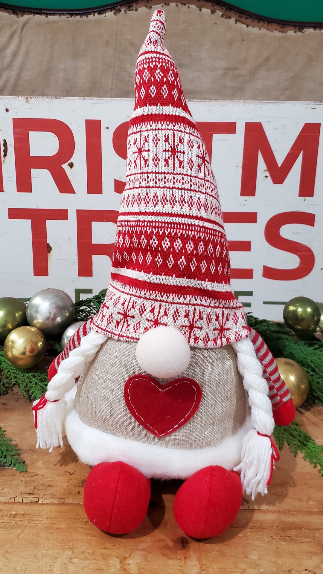 Christmas Stuffed Medium Gnome Shelf Sitter Holiday Decor Good Luck ...
