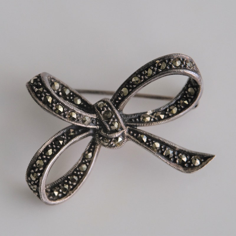 Marcasite Bow Brooch - Etsy
