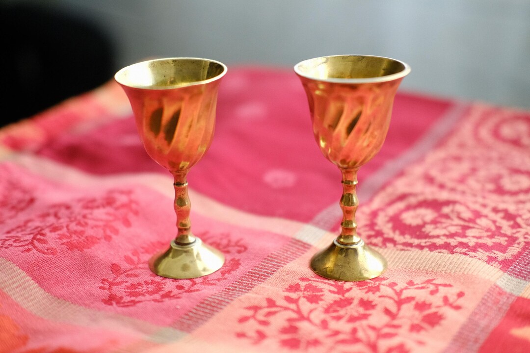 Vintage Small Brass Goblet With Spiral Design - Set of 2 - Etsy