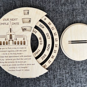 Temple Date Night Calendar, Wooden Laser Engraved Circular Calendar ...
