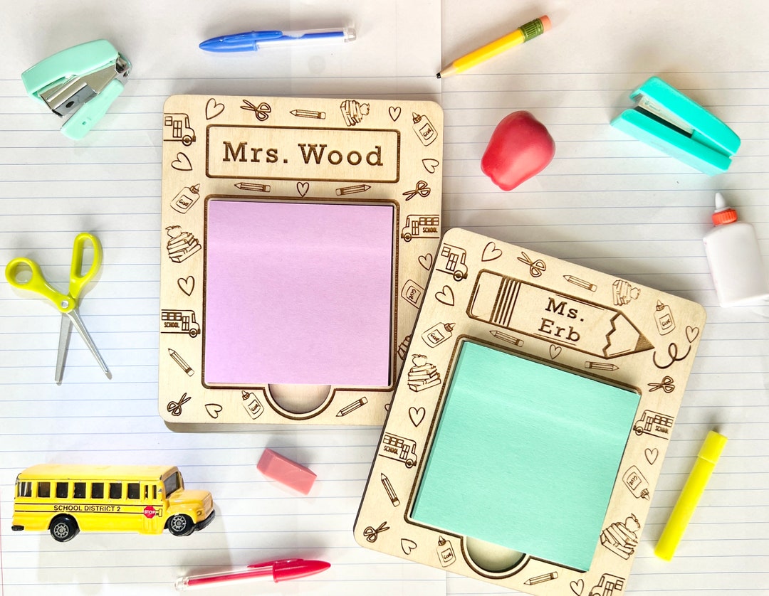 Personalized Wooden Teacher Sticky Note Pad (included) Holder, Teacher ...