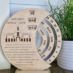 Temple Date Night Calendar, Wooden Laser Engraved Circular Calendar ...