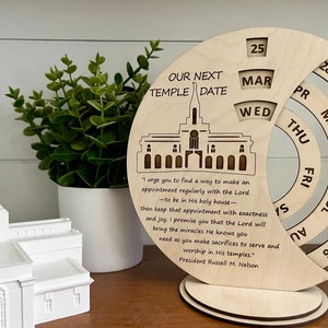Temple Date Night Calendar, Wooden Laser Engraved Circular Calendar ...