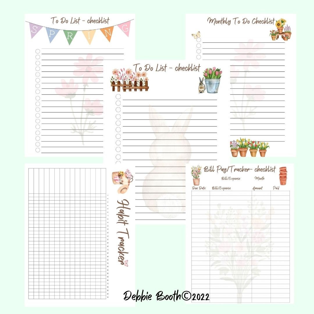 Spring Designs to Do Checklists Daily Monthly Bill - Etsy